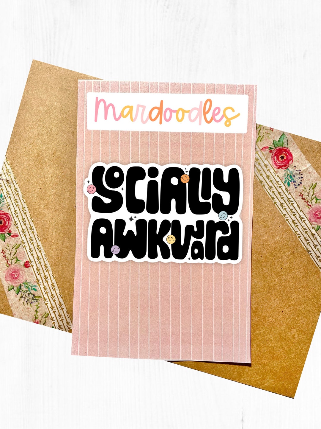 Socially Awkward Sticker, Funny Cute Typography Design, Water Resistant ...