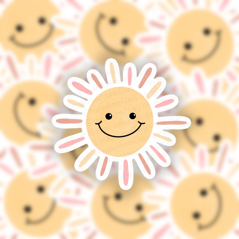 Happy Sun Sticker Summer Sticker Water Resistant Sticker - Etsy