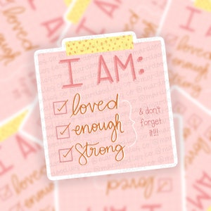 Self Love Sticky Note Sticker, Waterproof Sticker, Daily Affirmation ...