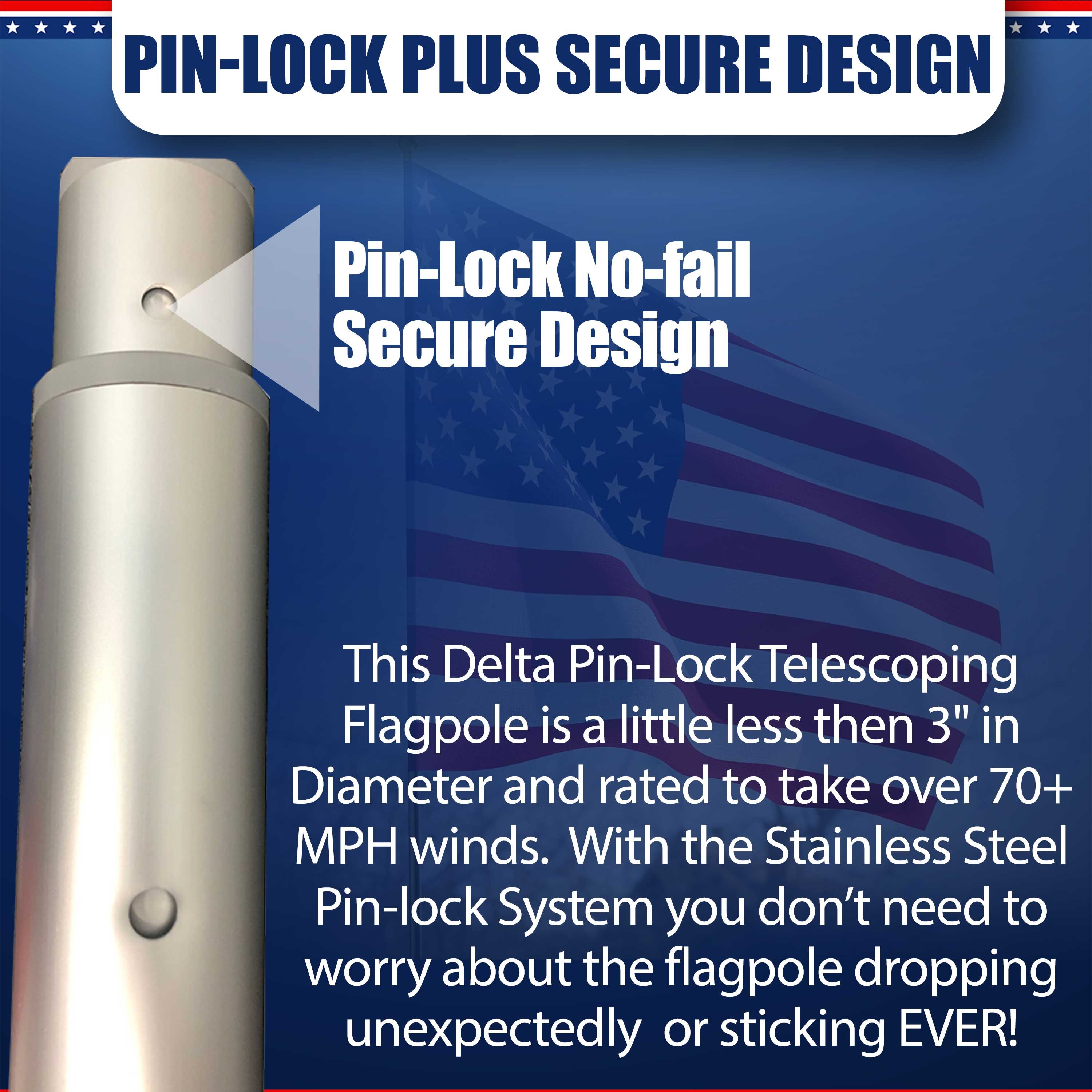 20' & 25' Delta Pin-lock TELESCOPING Flag Pole (silver) - Etsy