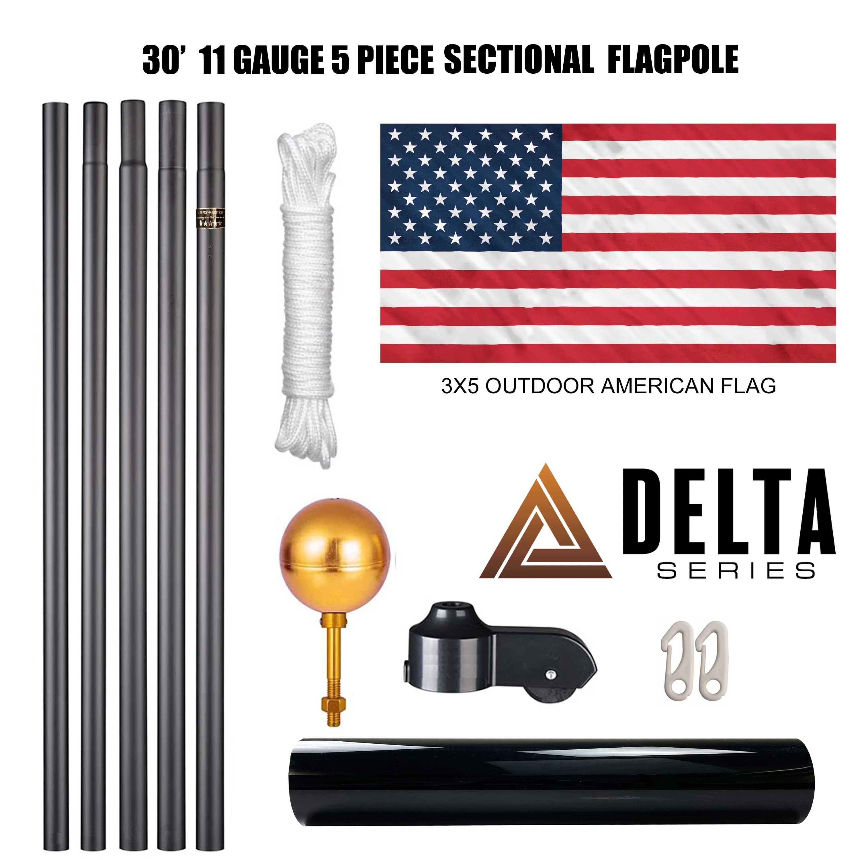 30' Delta SECTIONAL Flagpole "freedom Edition" (black) - Etsy