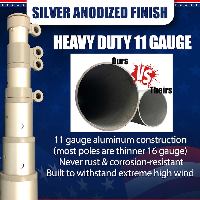 BUNDLE 20' or 25' Delta TELESCOPING SILVER (pole, Light & Flash Collar ...