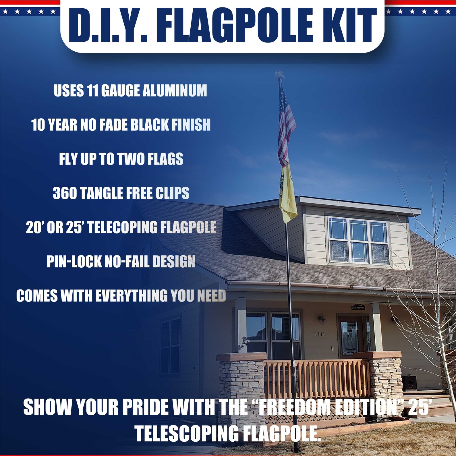 Bundle 20' & 25' Delta Telescoping "freedom Edition" Black (pole, Light ...