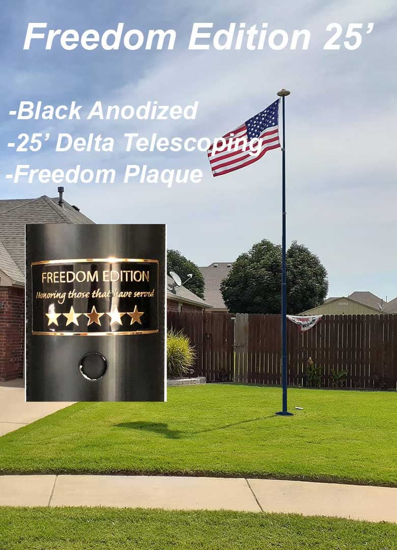 25' Delta Pin-lock TELESCOPING Flag Pole "freedom Edition" (black) - Etsy
