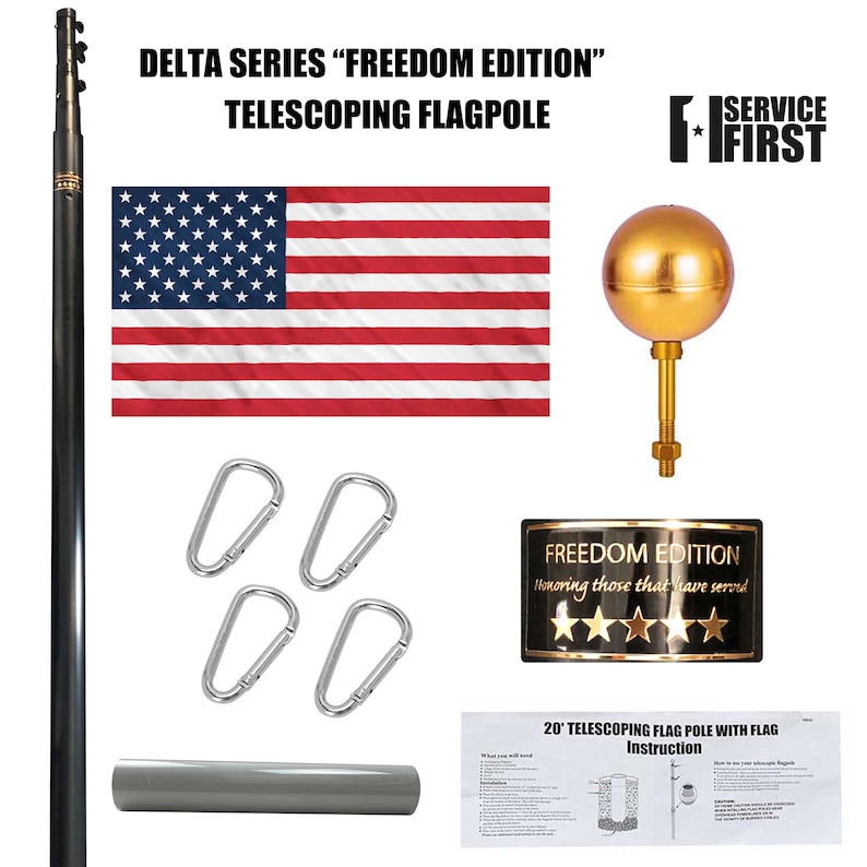 20' or 25' Delta TELESCOPING Flagpole "freedom Edition" (black) - Etsy