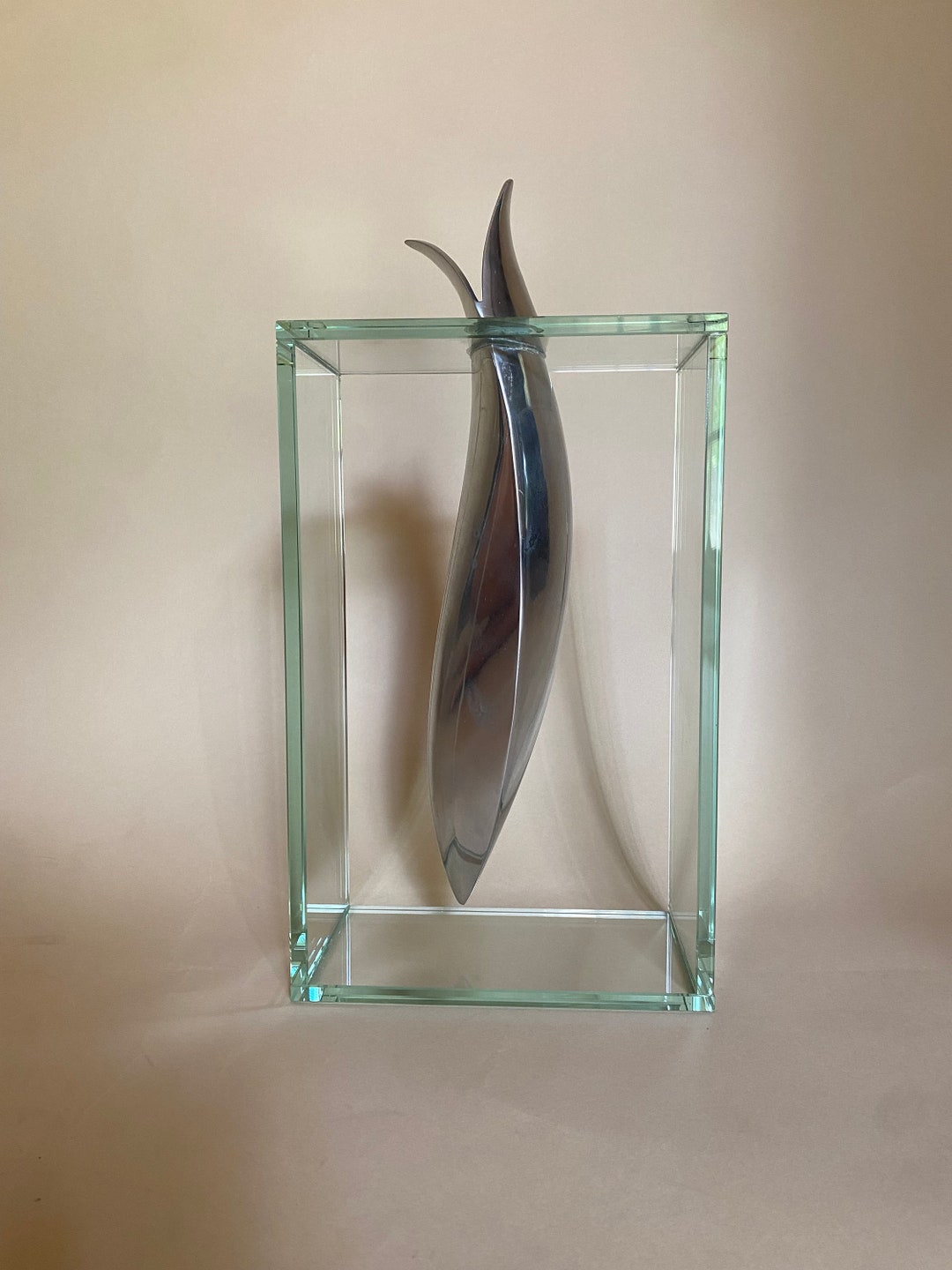 80s Lisa Mori Aluminum Glass Vase - Etsy