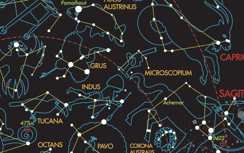 Constellation Map, Star Map Poster, Celestial Illustrated Star ...