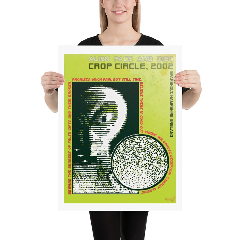 Sparsholt Alien Face With Disc Crop Circle Poster, Alien Message Poster ...