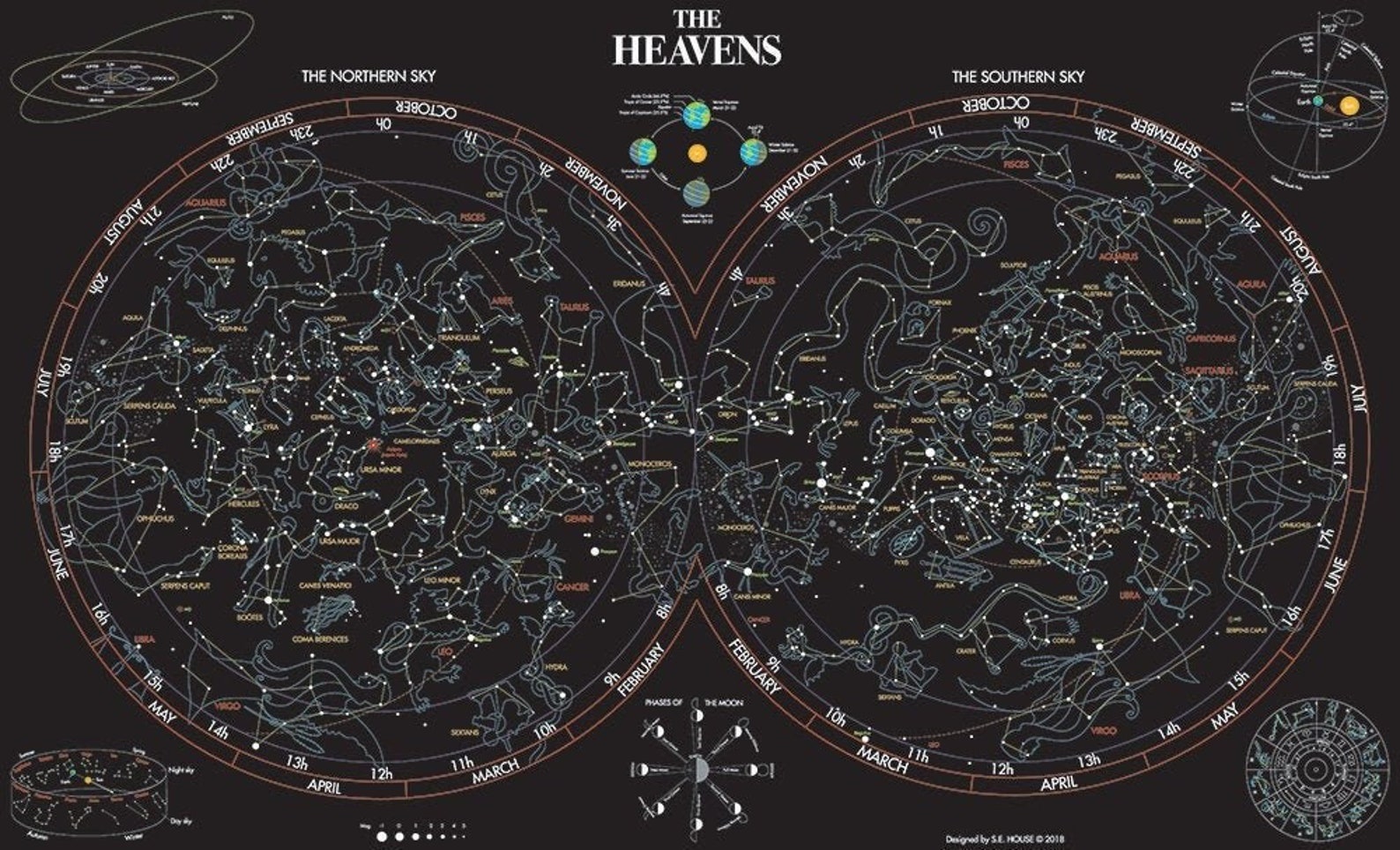 Constellation Map, Star Map Poster, Celestial Illustrated Star ...