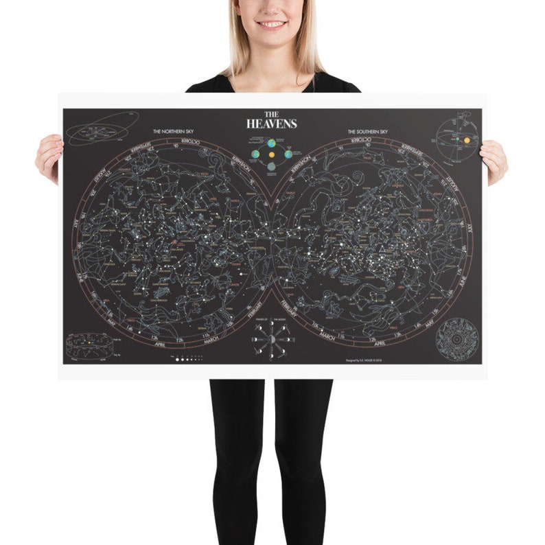 Constellation Map, Star Map Poster, Celestial Illustrated Star ...