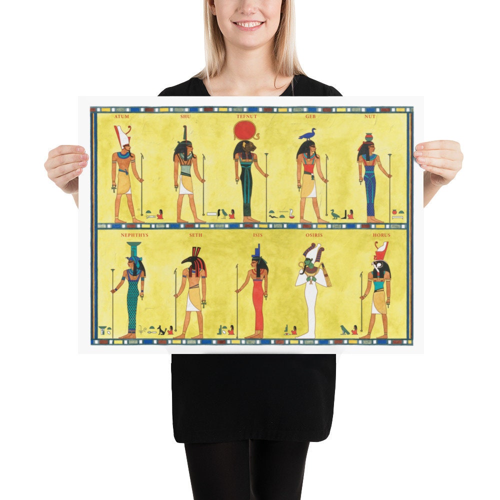 Ancient Egyptian Gods and Goddesses, Egyptian Mythology Art Poster ...