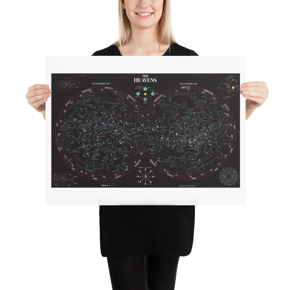 Constellation Map Star Map Poster Celestial Illustrated Star - Etsy