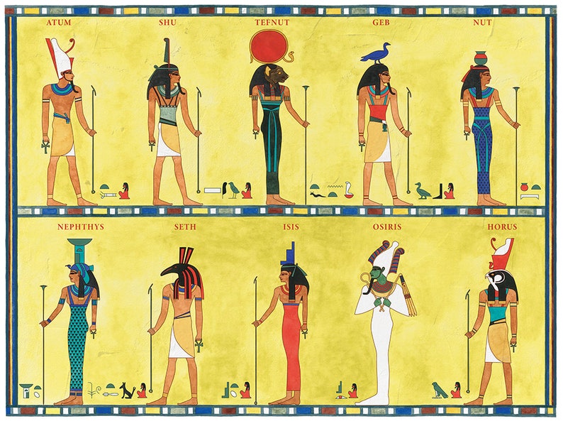 Ancient Egyptian Gods and Goddesses, Egyptian Mythology Art Poster ...
