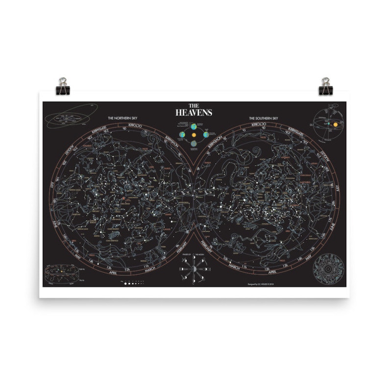 Constellation Map, Star Map Poster, Celestial Illustrated Star ...