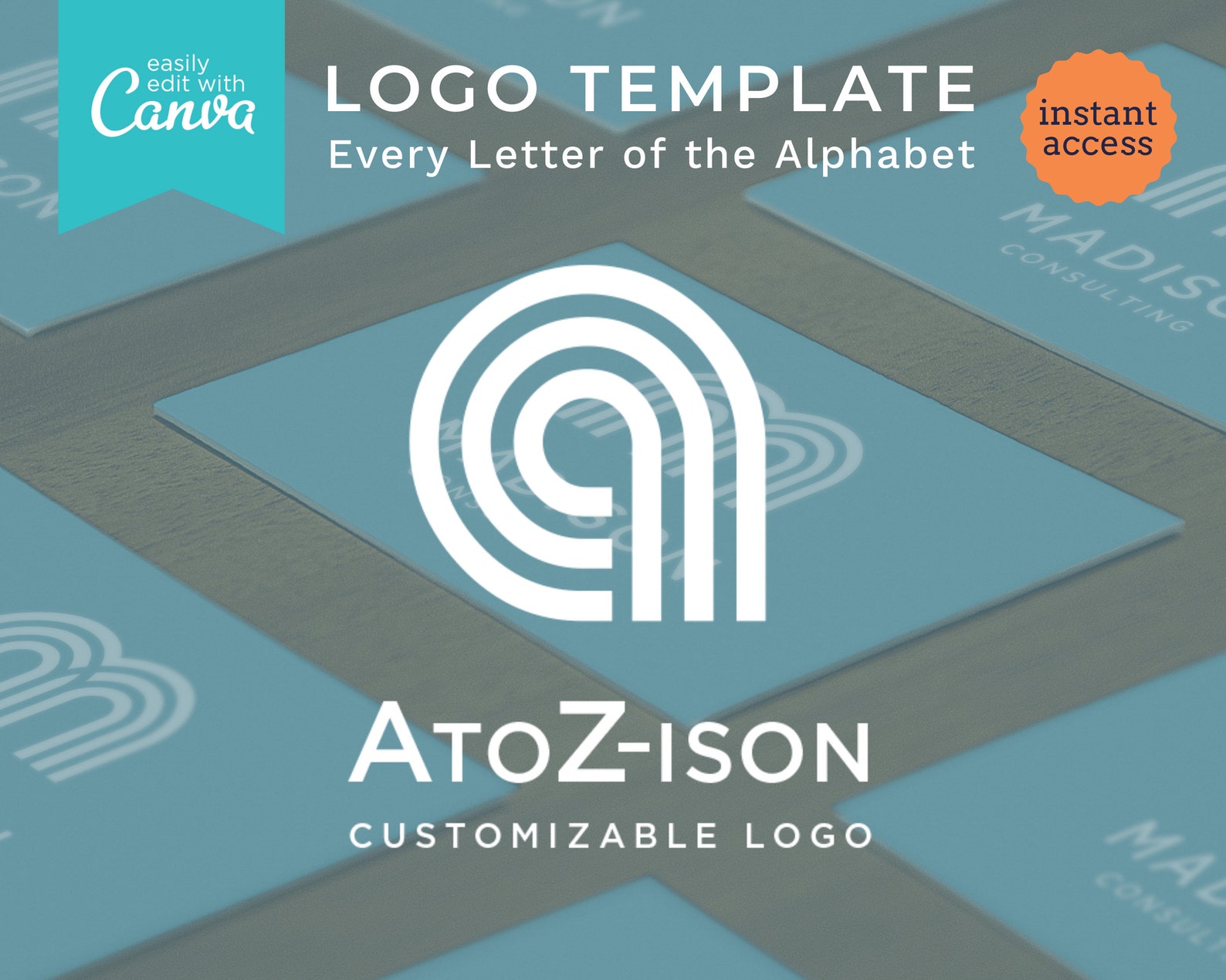 Professional Logo Template for Canva, A-Z , Editable Logo, Monogram ...