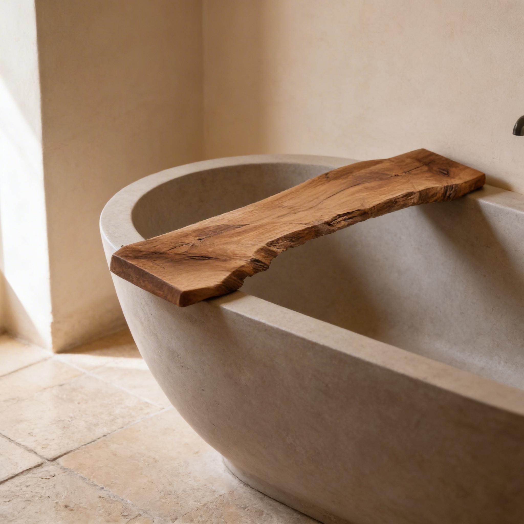 Olive Wood Bath Caddy Tray – Natural Wooden Bathtub Organizer, Luxury ...