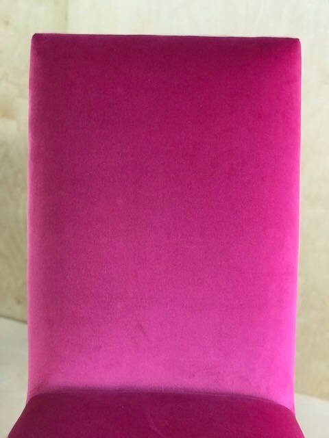 Bright Pink High Back Chair W/ Solid Velvet Fabric, Silver Painted Wood ...