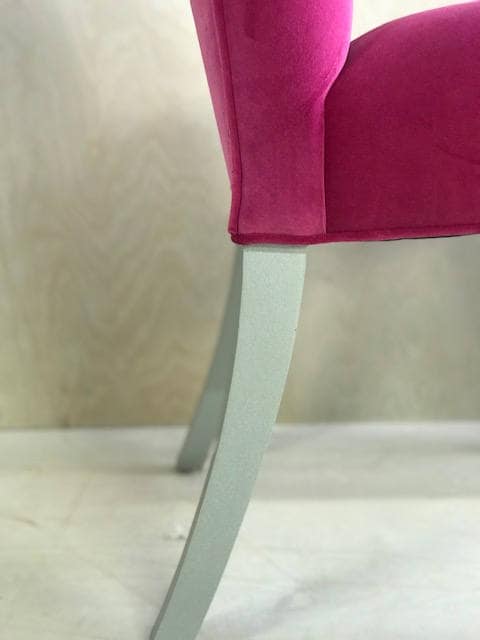 Bright Pink High Back Chair W/ Solid Velvet Fabric, Silver Painted Wood ...