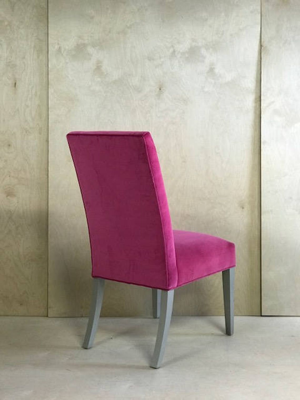 Bright Pink High Back Chair W/ Solid Velvet Fabric, Silver Painted Wood ...