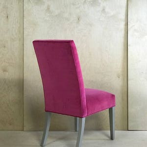 Bright Pink High Back Chair W/ Solid Velvet Fabric, Silver Painted Wood ...