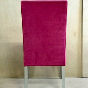 Bright Pink High Back Chair W/ Solid Velvet Fabric, Silver Painted Wood ...