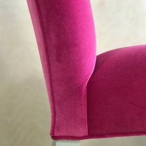 Bright Pink High Back Chair W/ Solid Velvet Fabric, Silver Painted Wood ...