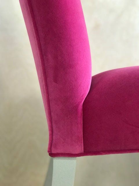 Bright Pink High Back Chair W/ Solid Velvet Fabric, Silver Painted Wood ...