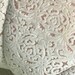 Cream Light Coral Cut Velvet Channeled Pearl Shaped Chair W/ Dark ...