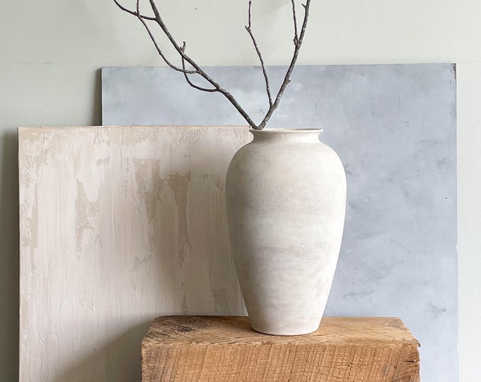 Rustic off White Textured Decorative Vase 13 High Wabi Sabi Japandi ...