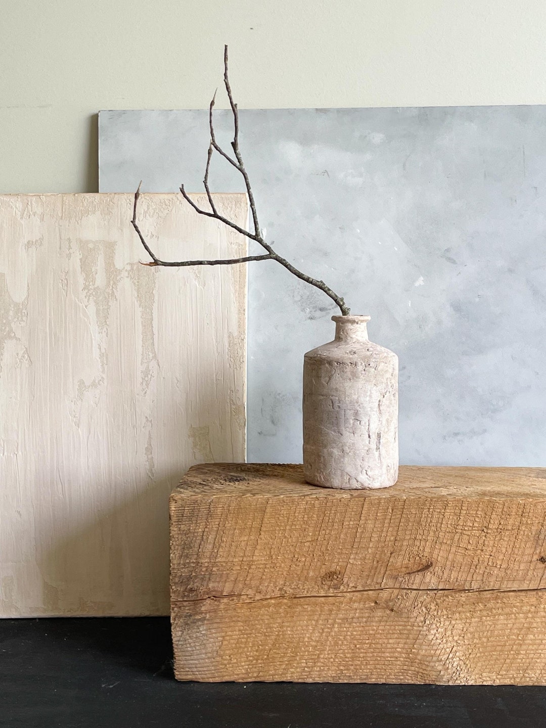 Rustic off White Textured Decorative Vase 7" High | Wabi Sabi Japandi ...