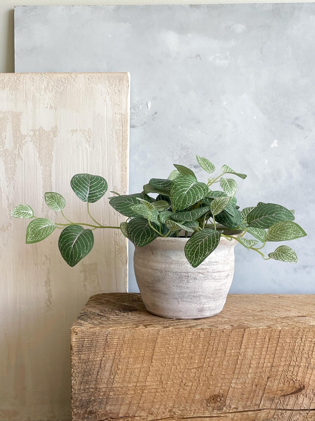 Rustic White Textured Planter Vase 6" Wide | Handmade Aged Off-white ...