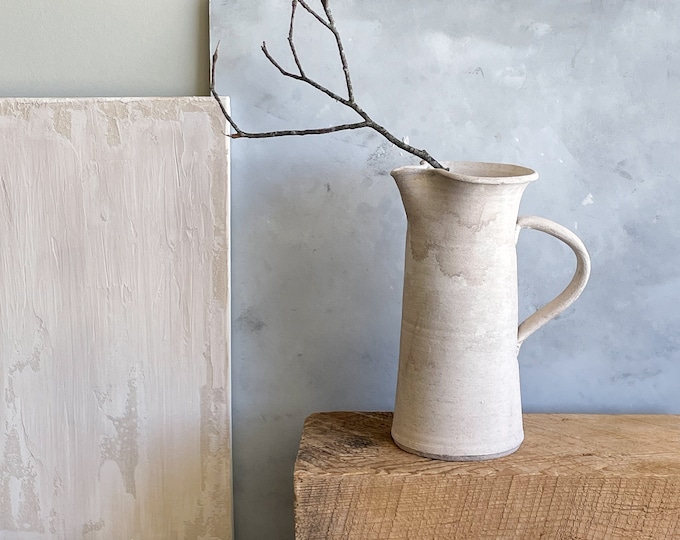 Rustic off White Textured Decorative Jug Vase 10.5 High Wabi Sabi ...