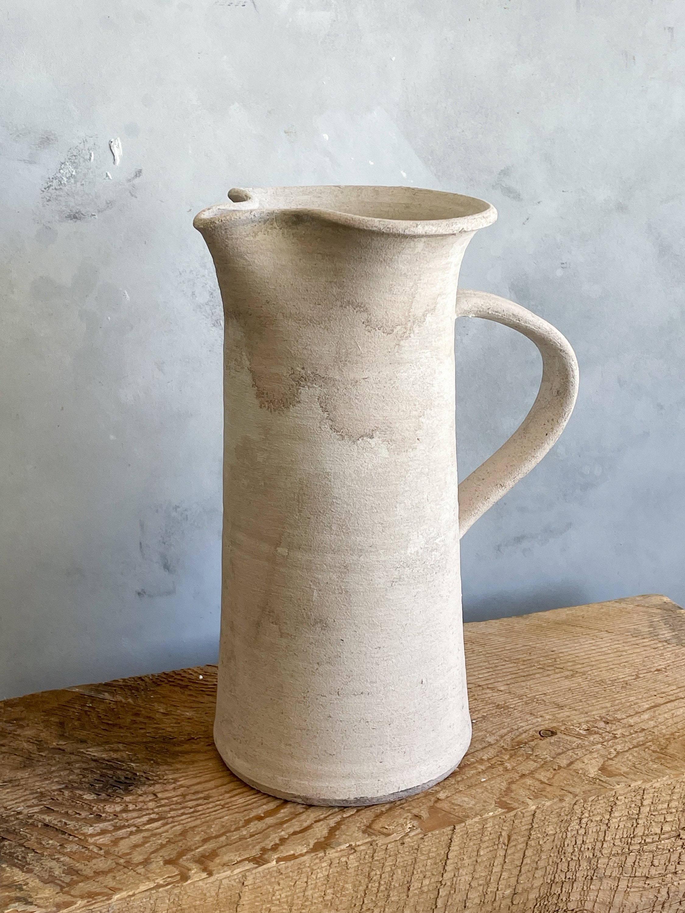 Rustic off White Textured Decorative Jug Vase 10.5 High Wabi Sabi ...