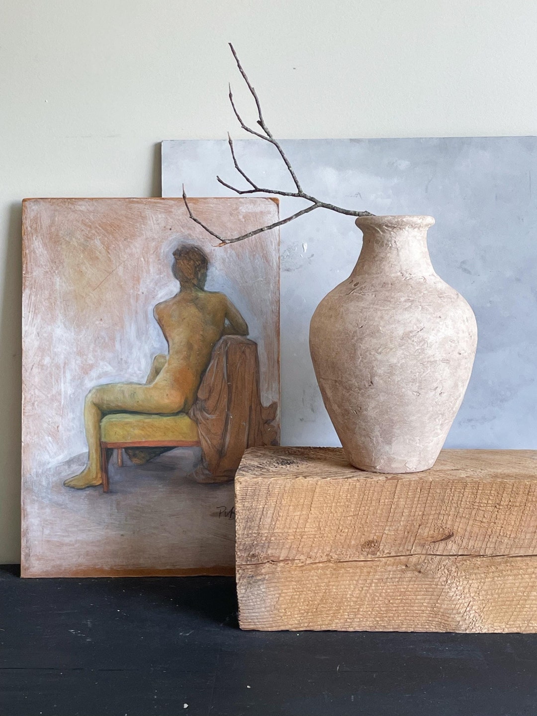 Rustic Light Brown Textured Decorative Vase 13 High Wabi Sabi Japandi ...