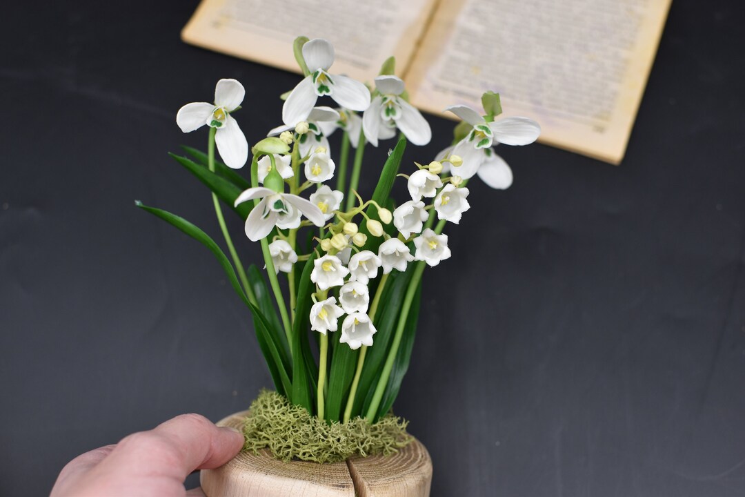 Lily of the Valley Clay Snowdrops for Gift Real Touch Snowdrop Cold ...