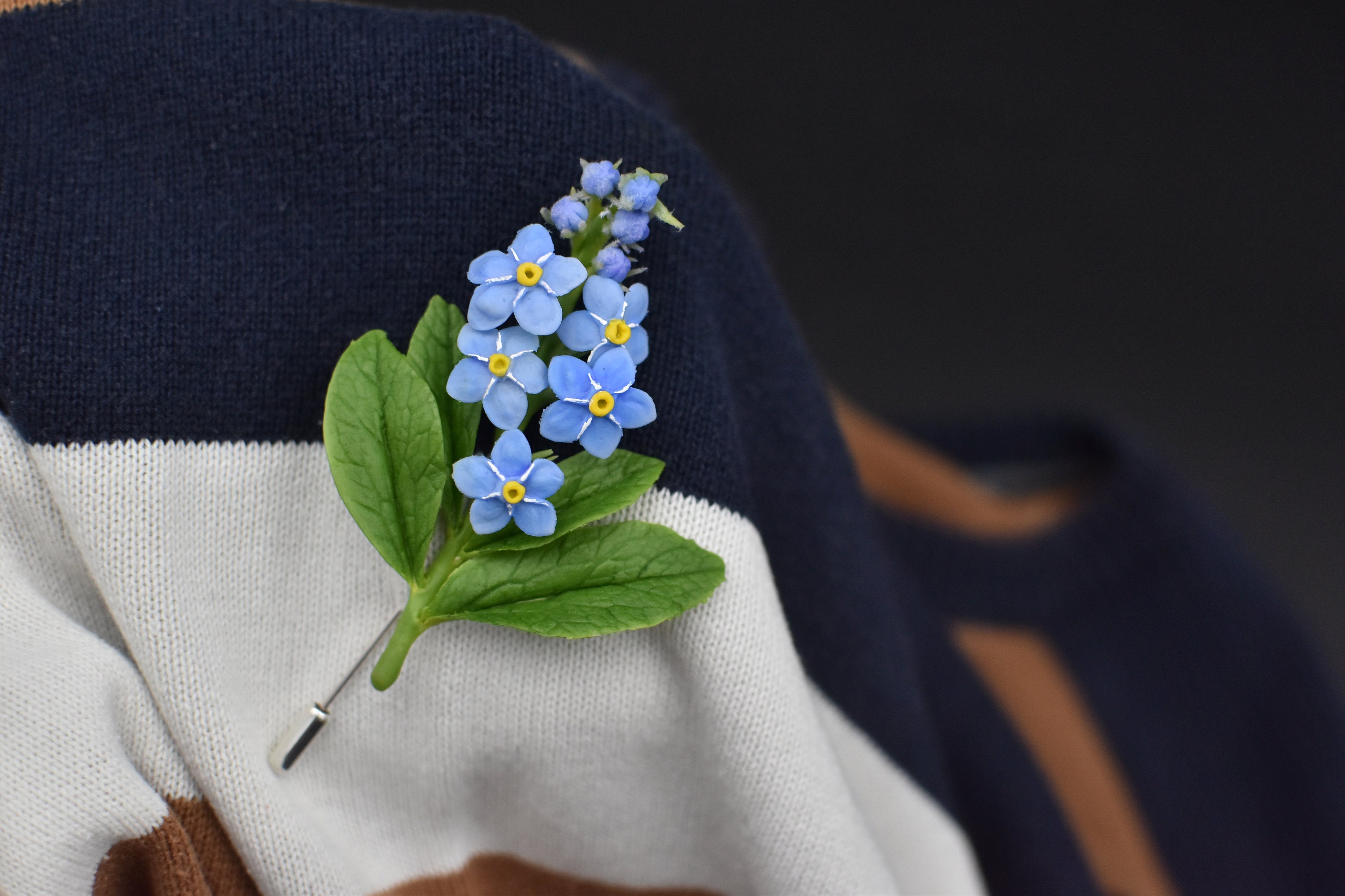 Brooch Forget-me-not Polymer Clay Flowers Mothers Day Gift | Etsy