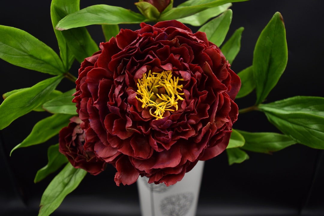Burgundy Peony, Peonies Are From Polymer Clay ,handmade Bouquet ...