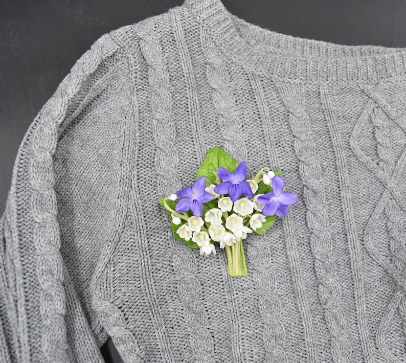 Wild Violets Viola Lily of the Valley Brooch Spring Floral - Etsy