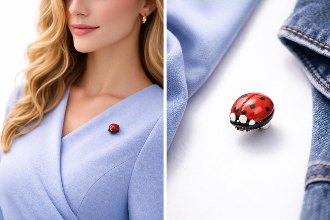 Ladybug Brooch Lucky Ladybird Realistic Clay Ladybird Pin Cold ...