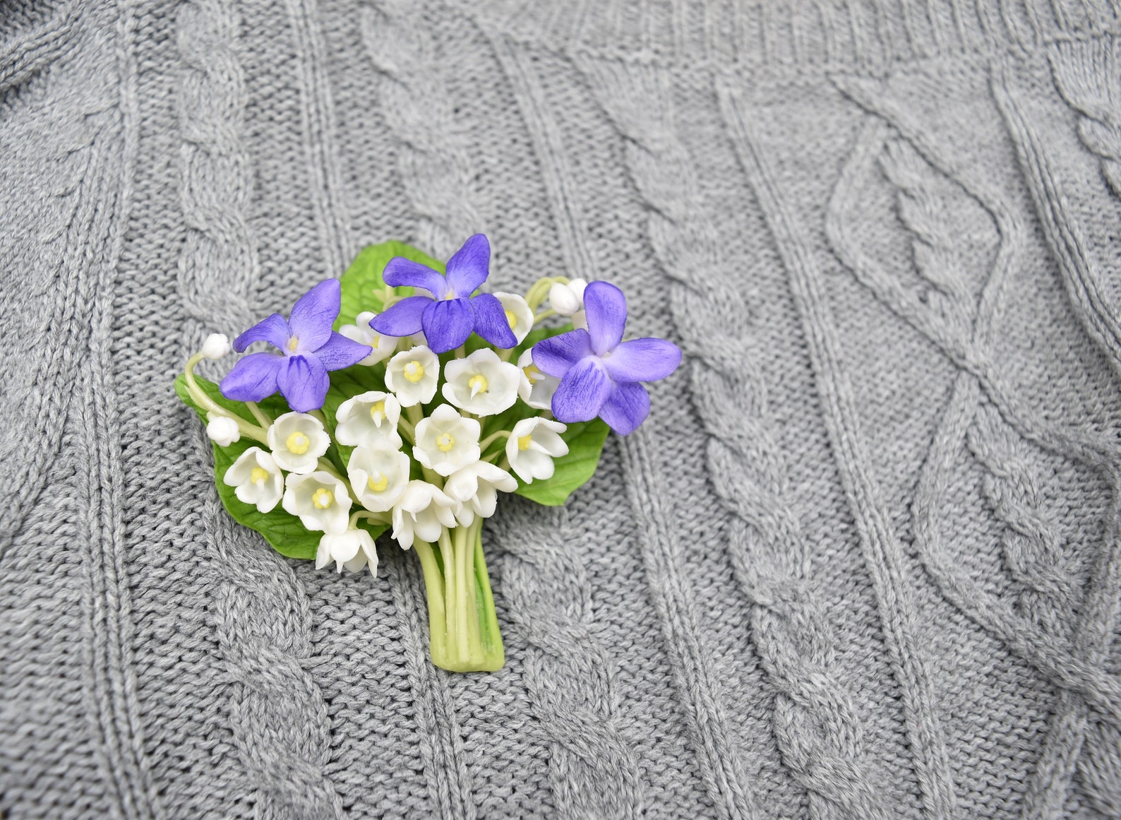 Wild Violets Viola Lily of the Valley Brooch Spring Floral - Etsy