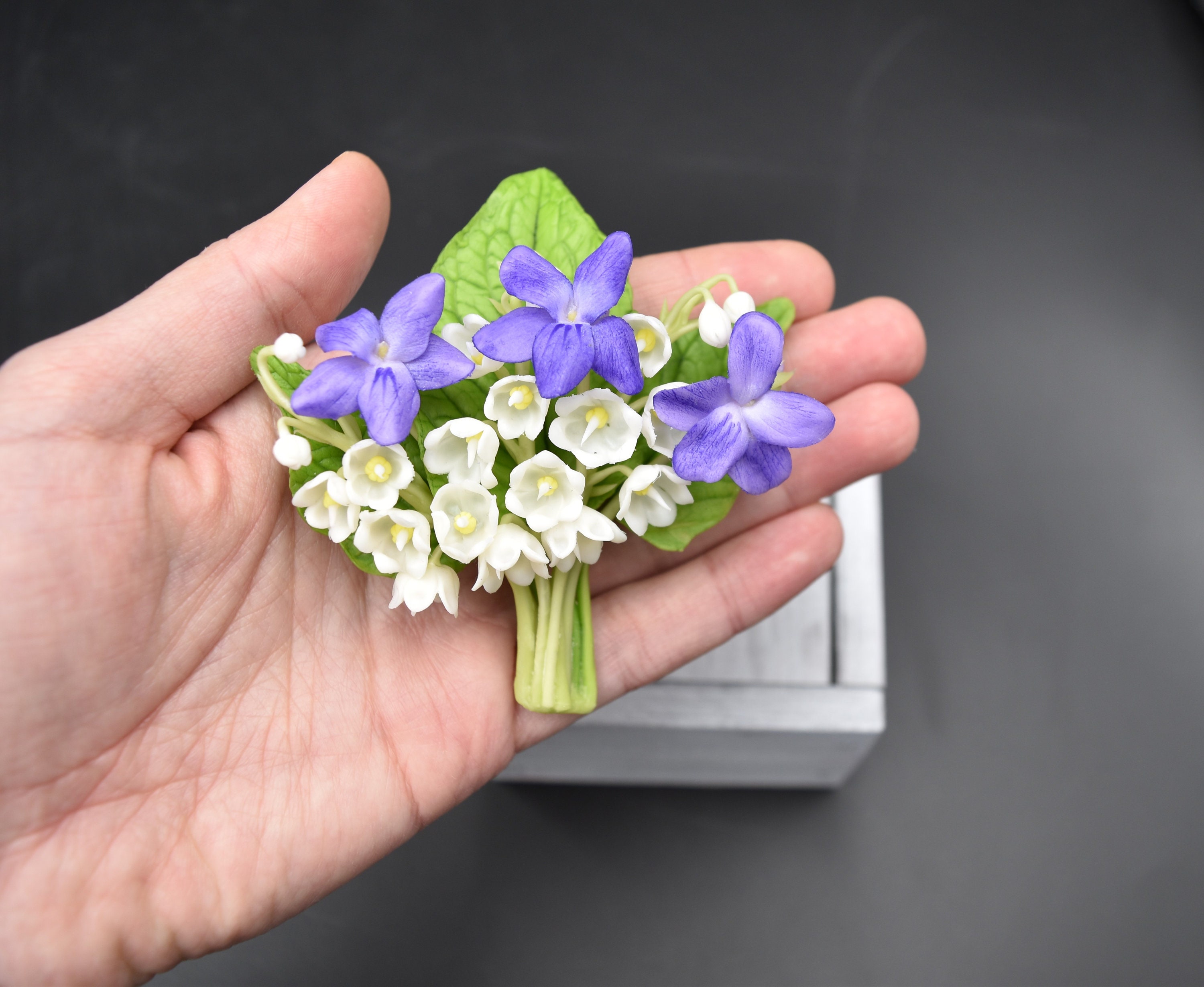 Wild Violets Viola Lily of the Valley Brooch Spring Floral - Etsy
