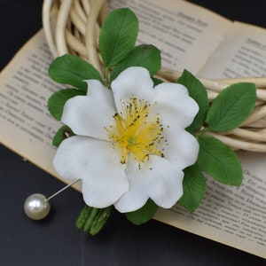 Brooch Wild Rose Cold Porcelain Rosa Canina Wedding Rose Boho Brooch ...