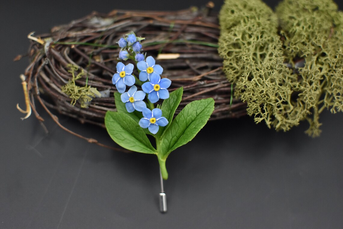 Brooch Forget-me-not Polymer Clay Flowers Mothers Day Gift | Etsy