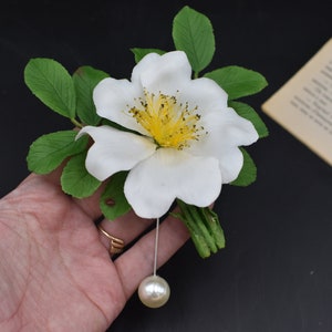 Brooch Wild Rose Cold Porcelain Rosa Canina Wedding Rose Boho Brooch ...