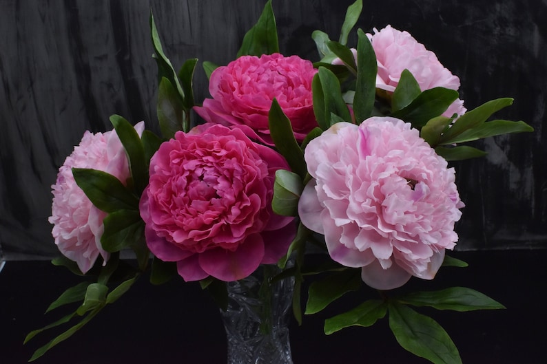 Bouquet of Peonies Pink Peony Cold Porcelain Clay Peony - Etsy