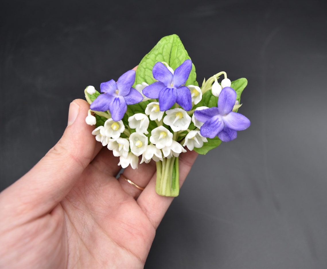 Wild Violets Viola Lily of the Valley Brooch Spring Floral - Etsy
