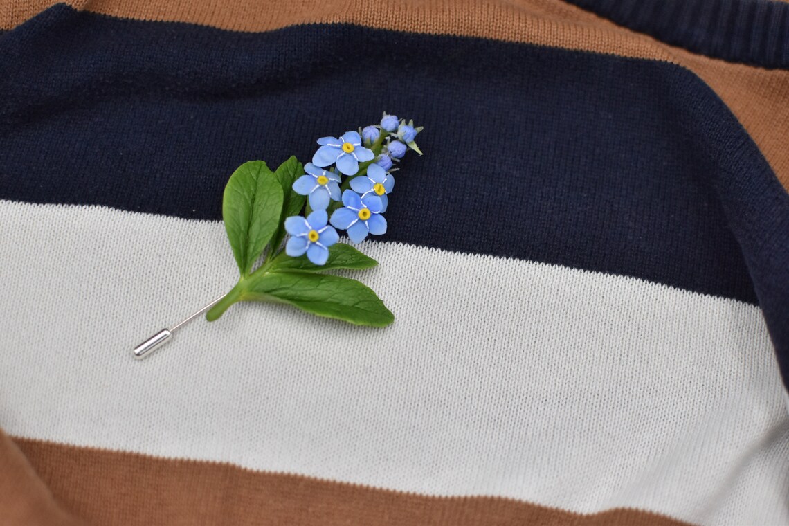 Brooch Forget-me-not Polymer Clay Flowers Mothers Day Gift | Etsy