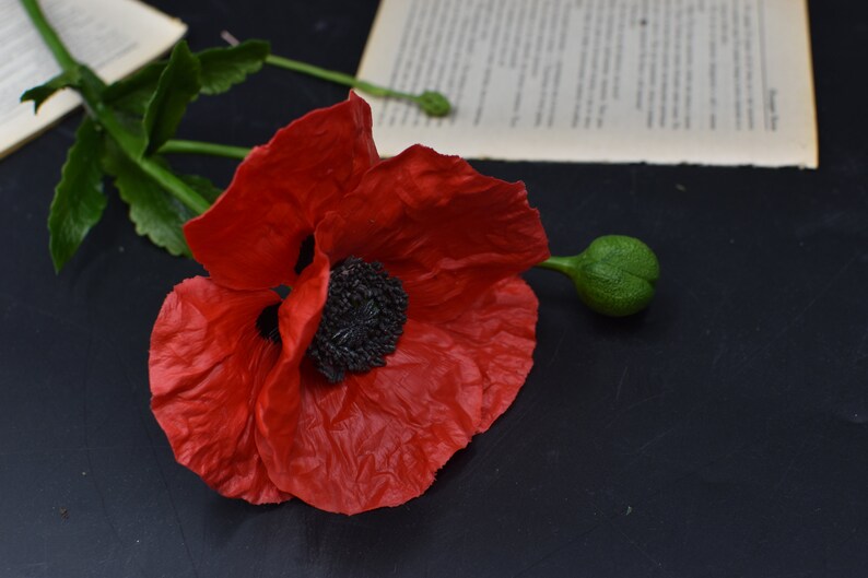 Red Cold Porcelain Poppy: Handmade Clay Flower Sculpture - Etsy