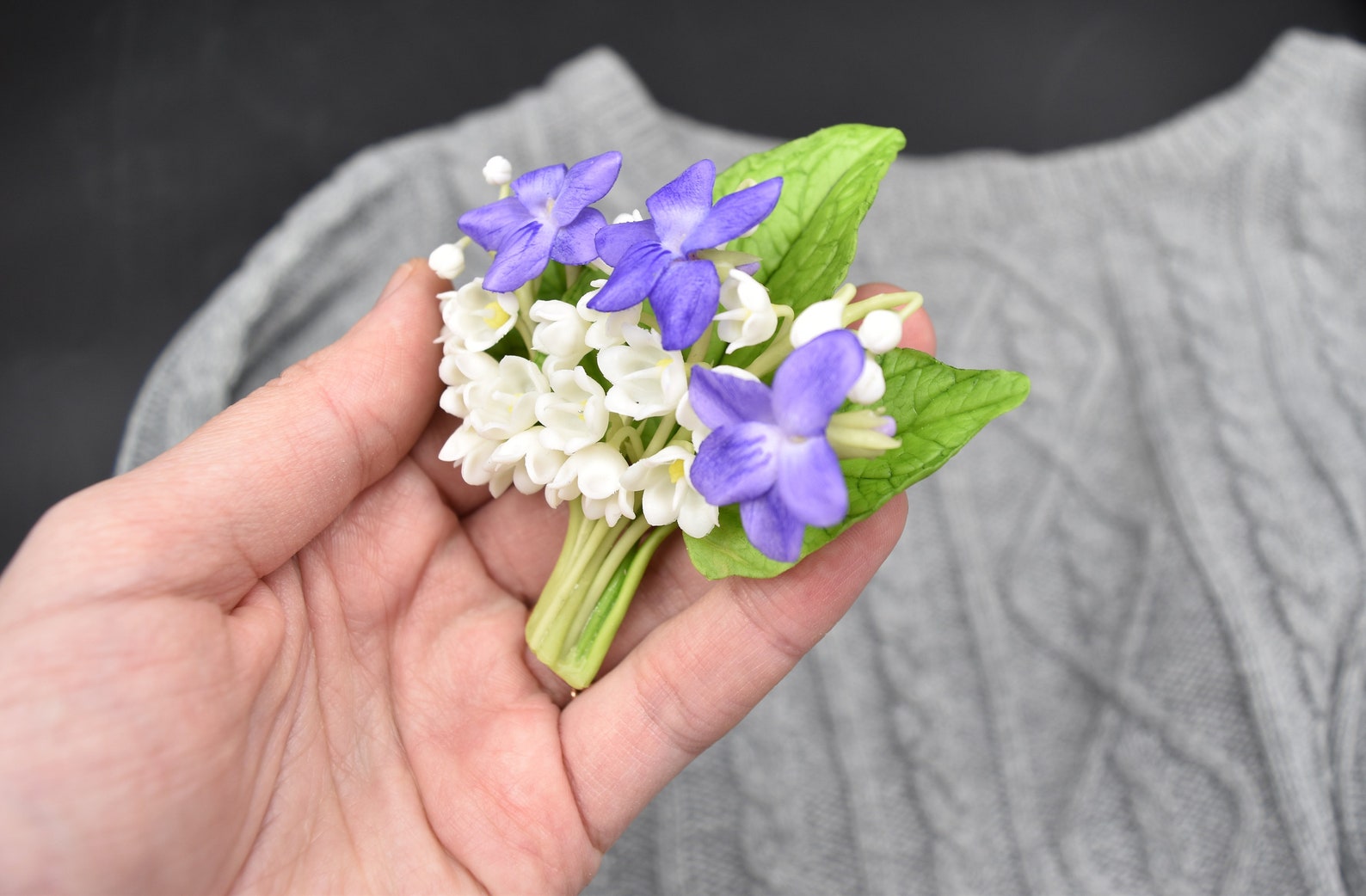 Wild Violets Viola Lily of the Valley Brooch Spring Floral - Etsy