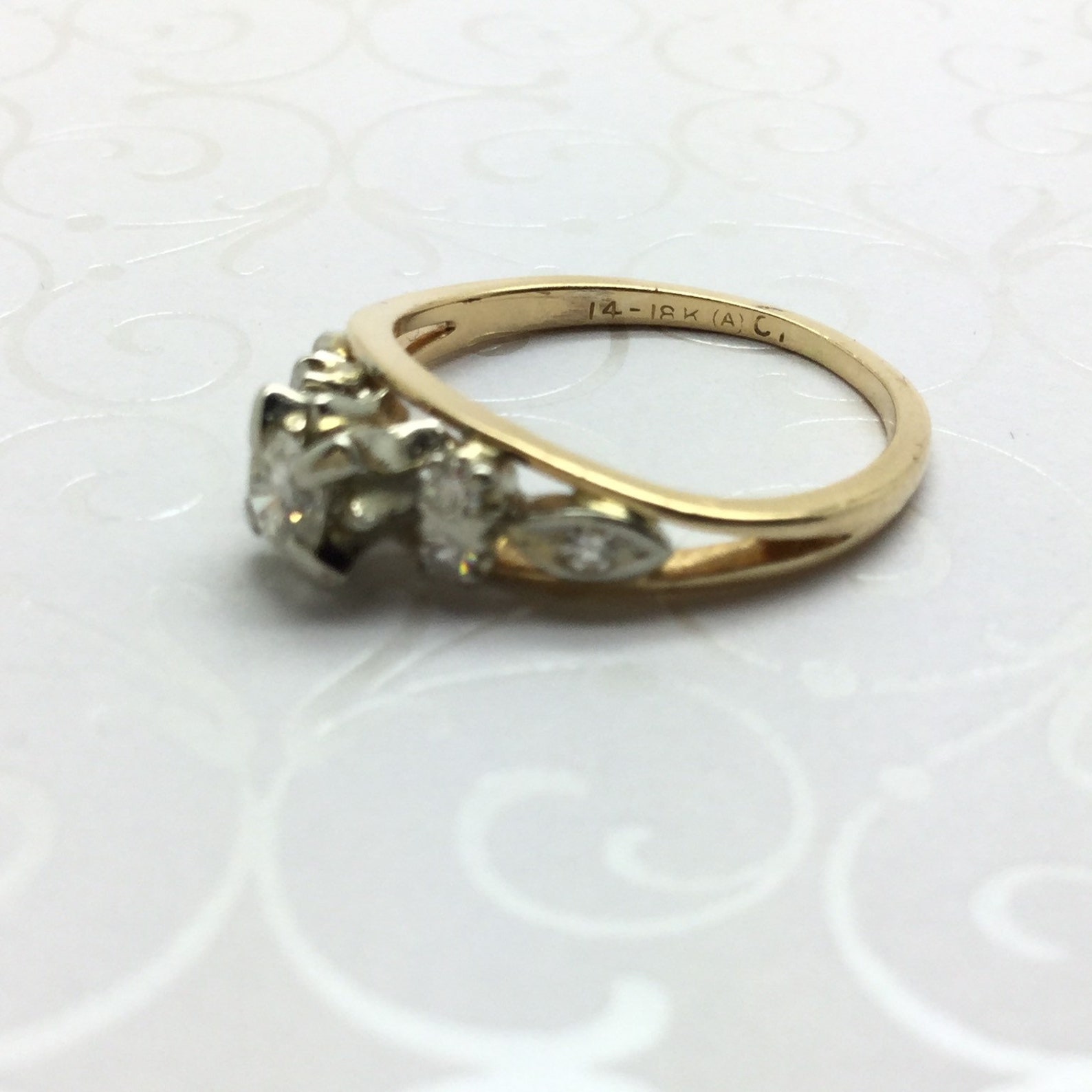 Vintage Diamond Engagement Ring Floral Diamond Ring | Etsy